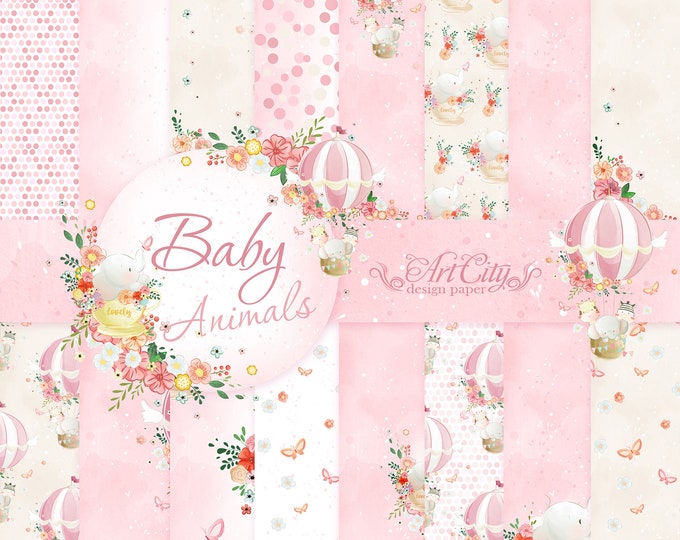 Baby Digital Paper Sweet Animal Scrapbook Background Children Pink ...
