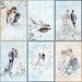 Bride and Groom Blue Wedding Digital Paper Golden Flower Cards ...