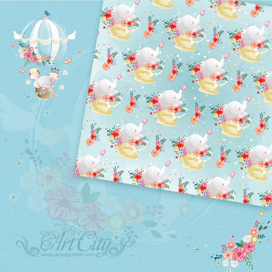 Baby Digital Paper Sweet Animal Scrapbook Background Children - Etsy
