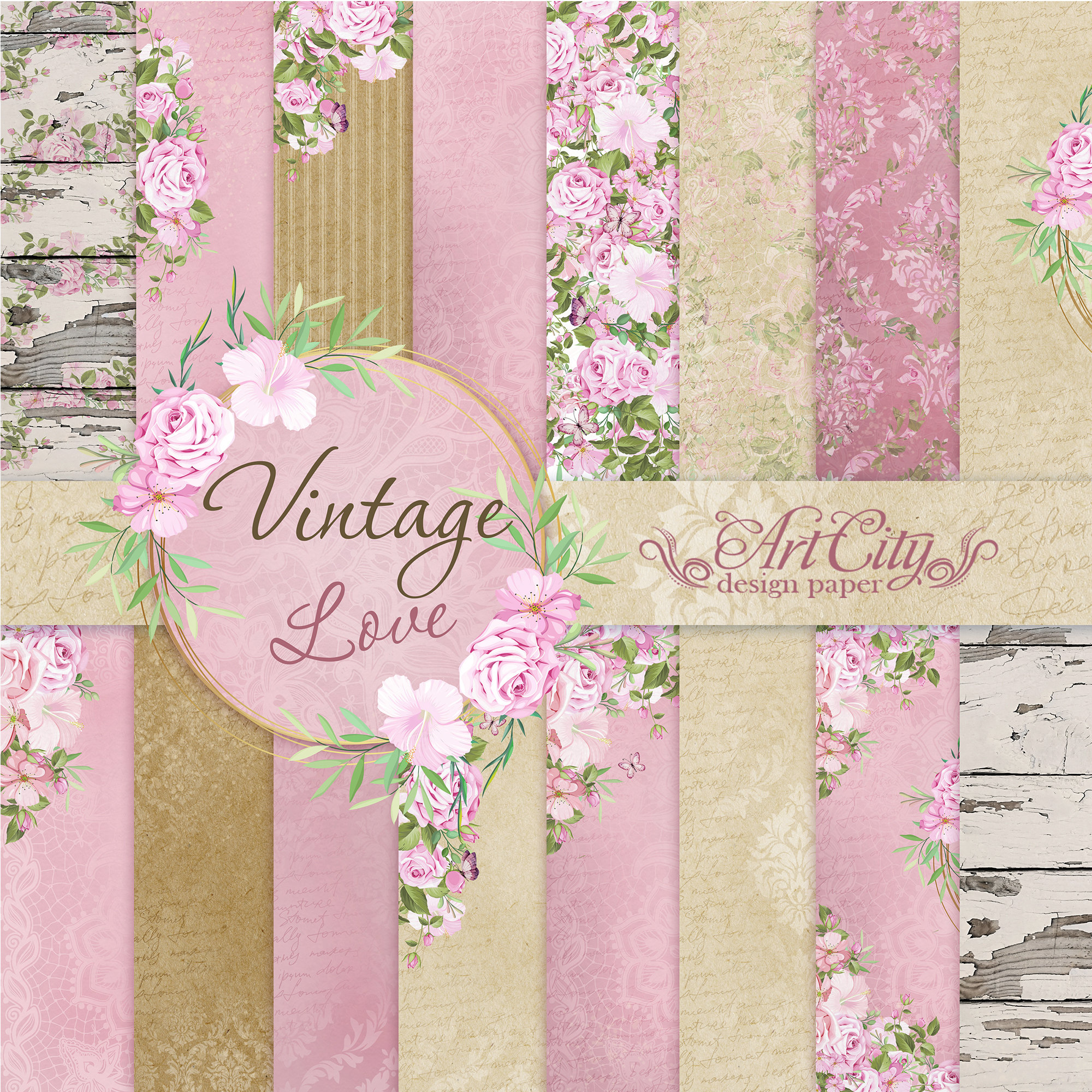 Vintage Digital Paper Blush Flower Scrapbook Background Wood - Etsy