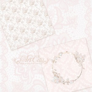 Wedding Digital Paper Flower Scrapbook Background Peach Crystal ...