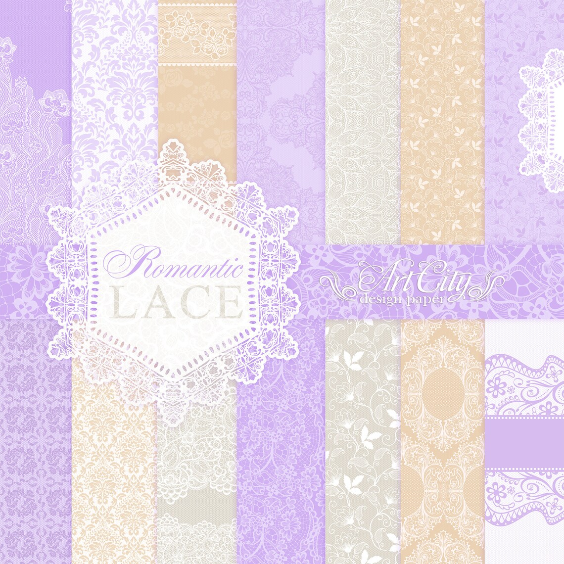Lace Digital Paper Pack Instant Download Wedding Romantic - Etsy