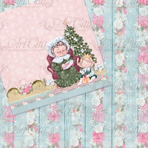 Sweet Christmas Digital Paper Tree Scrapbook Wood Deer Background Pink ...