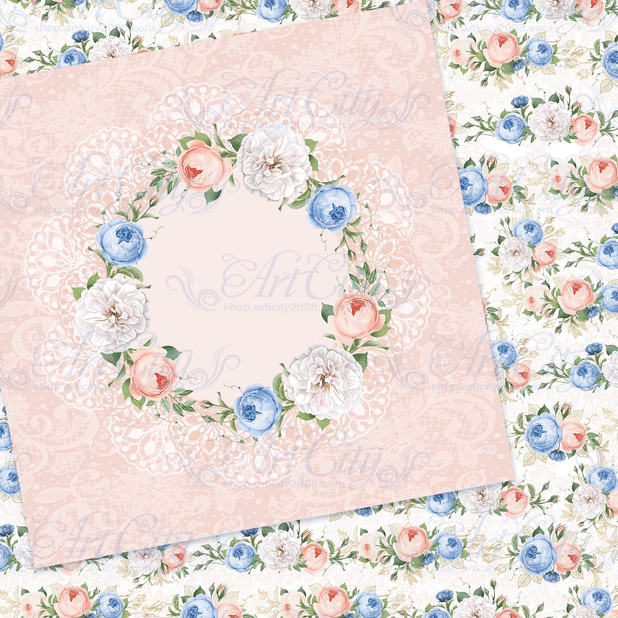 Romantic Digital Paper Flower Scrapbook Peony Background Blush - Etsy