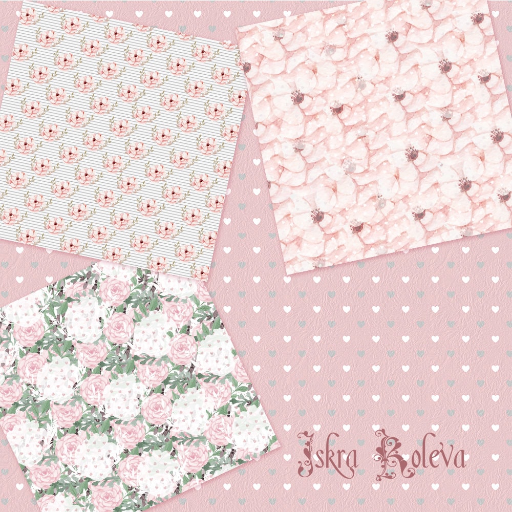 Dusty Rose Digital Paper Blush Flowers Wedding Patterns Floral - Etsy