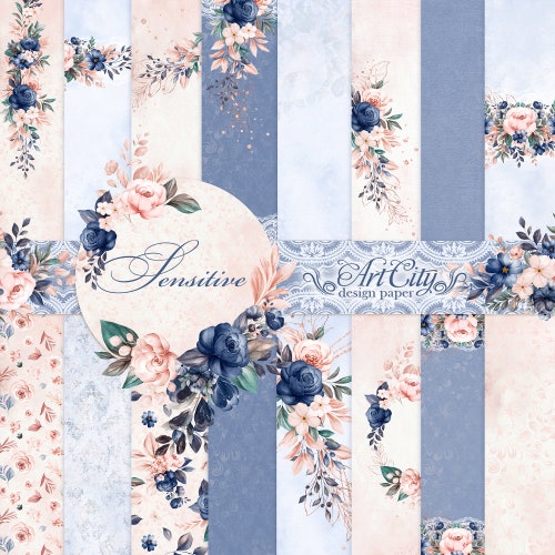 Blue Textures Digital Scrapbook Paper Background Digital - Etsy