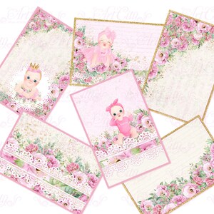 Pink Children Card, Printable Journal Card,journal Tags, Flowers Cards ...