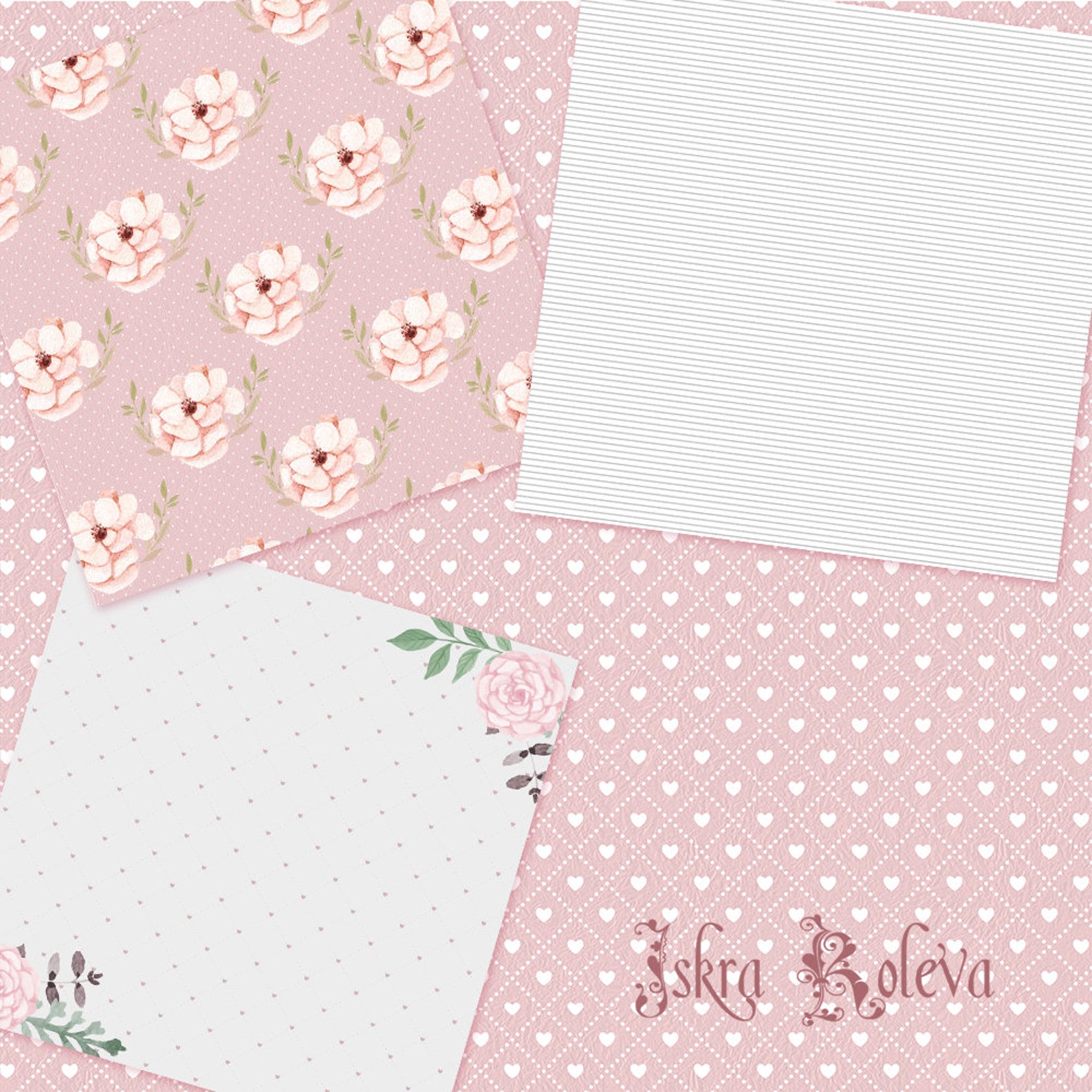 Dusty Rose Digital Paper Blush Flowers Wedding Patterns Floral - Etsy
