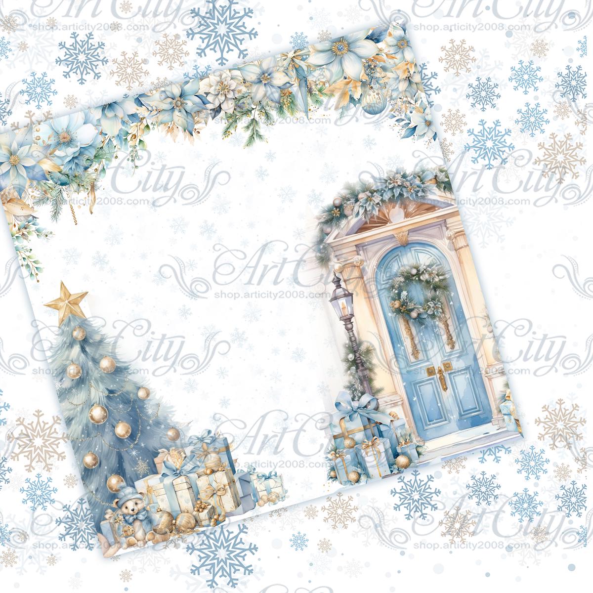 Wonderful Christmas Digital Paper Pack | Blue and White Winter ...
