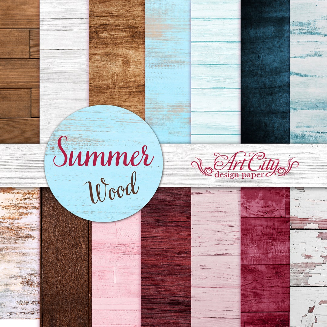 Summer Wood Digital Paper, Rustic Wooden Textures, Weathered and ...