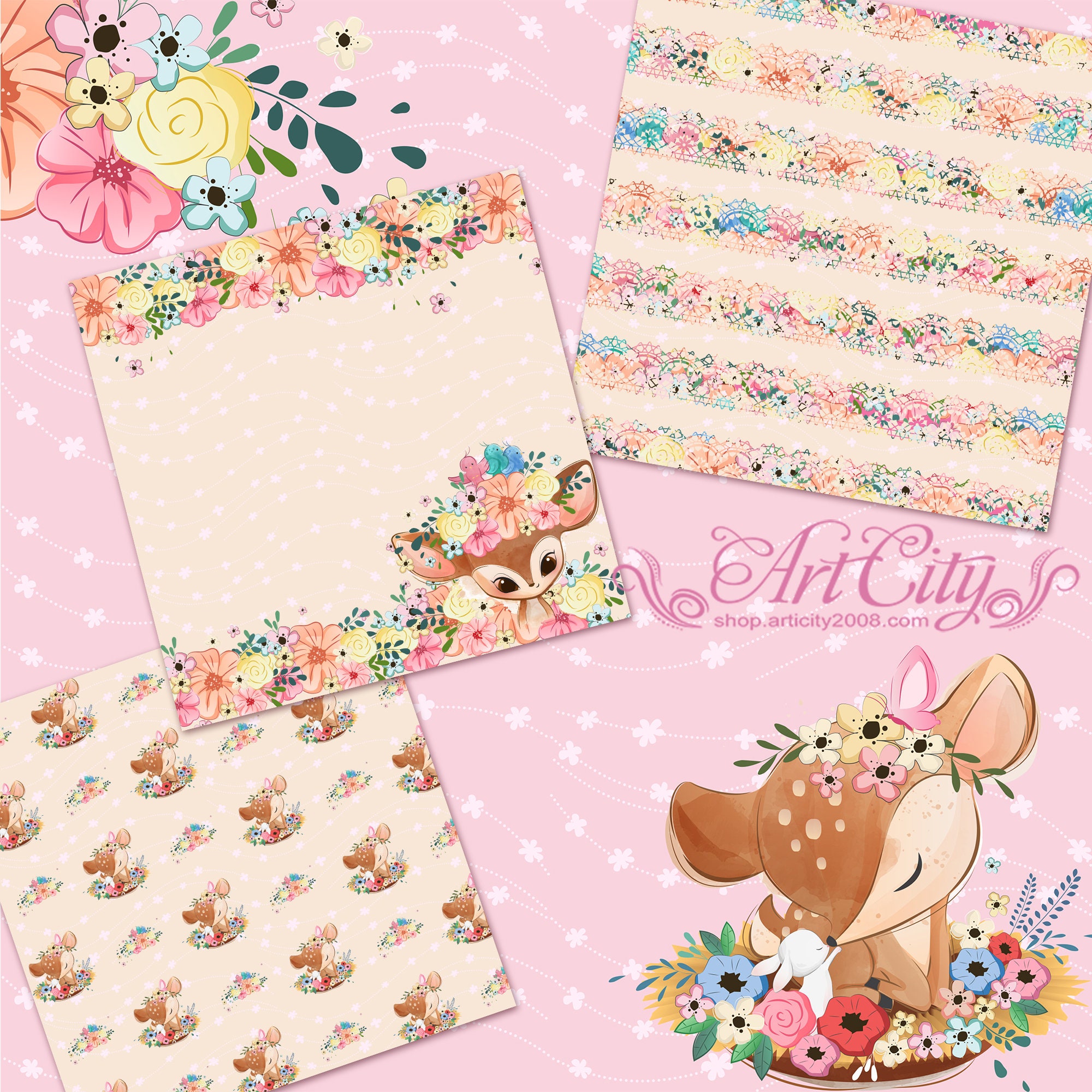 Children Digital Paper Baby Girl Scrabook Shower Birthday Pink | Etsy