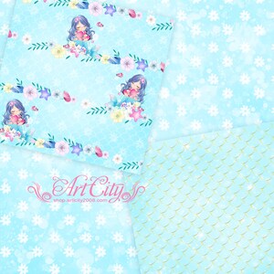 Little Mermaids Digital Paper Cute Children Collection Summer - Etsy