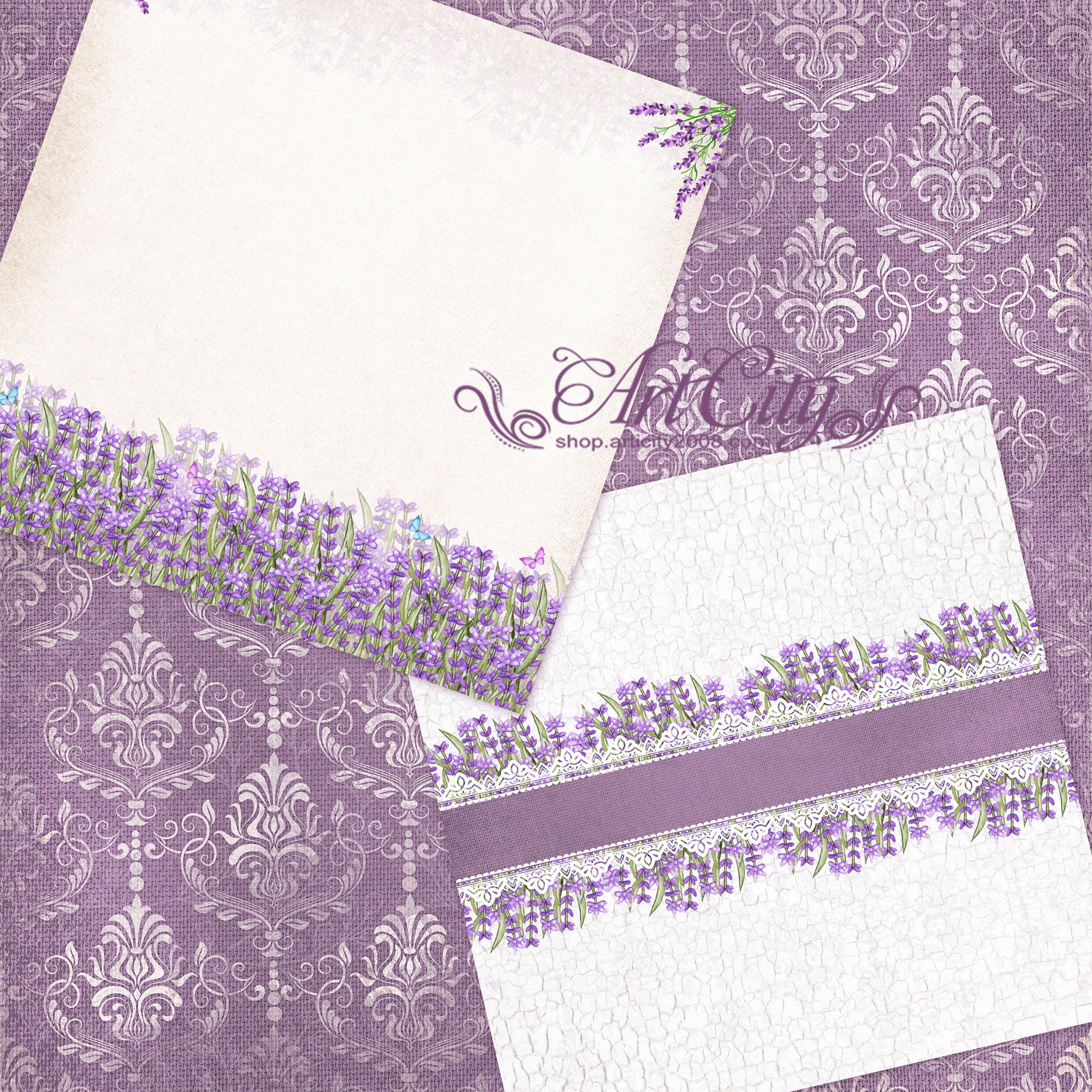 Lavender Vintage Digital Paper Province Scrapbook Background - Etsy