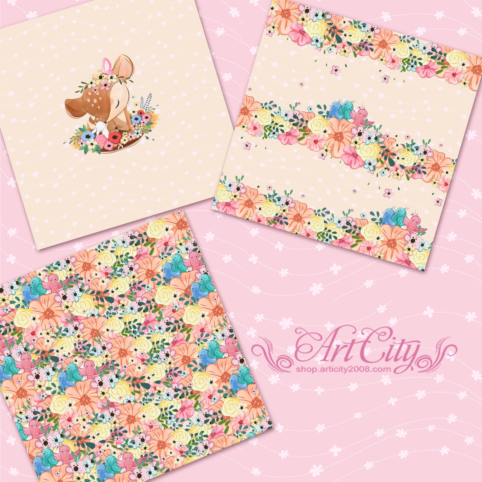 Children Digital Paper Baby Girl Scrabook Shower Birthday Pink | Etsy