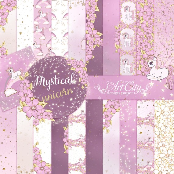 Unicorn Digital Paper Pink Scrapbook Printable Background | Etsy