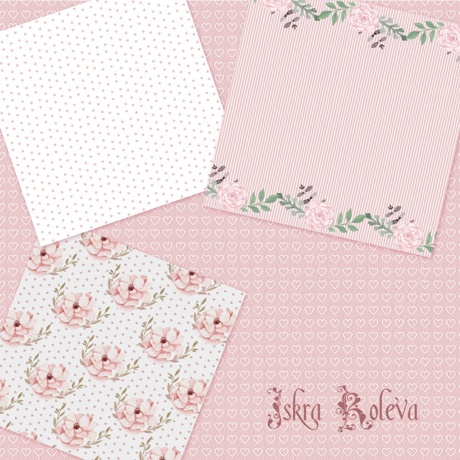 Dusty Rose Digital Paper Blush Flowers Wedding Patterns Floral - Etsy
