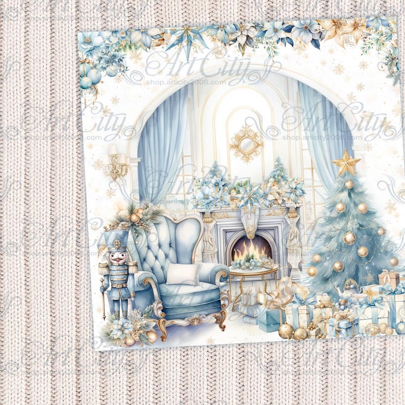 Wonderful Christmas Digital Paper Pack | Blue and White Winter ...