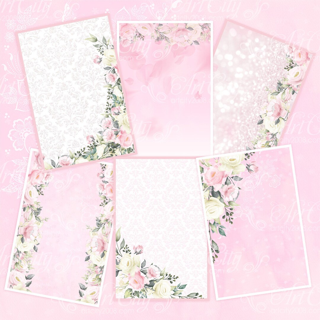 Pink Flower Card, Printable Journal Card,journal Tags, Flowers Cards ...