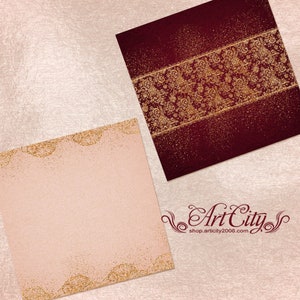 Golden Heart Digital Paper, Red and Gold Wedding Scrapbook, Luxury ...