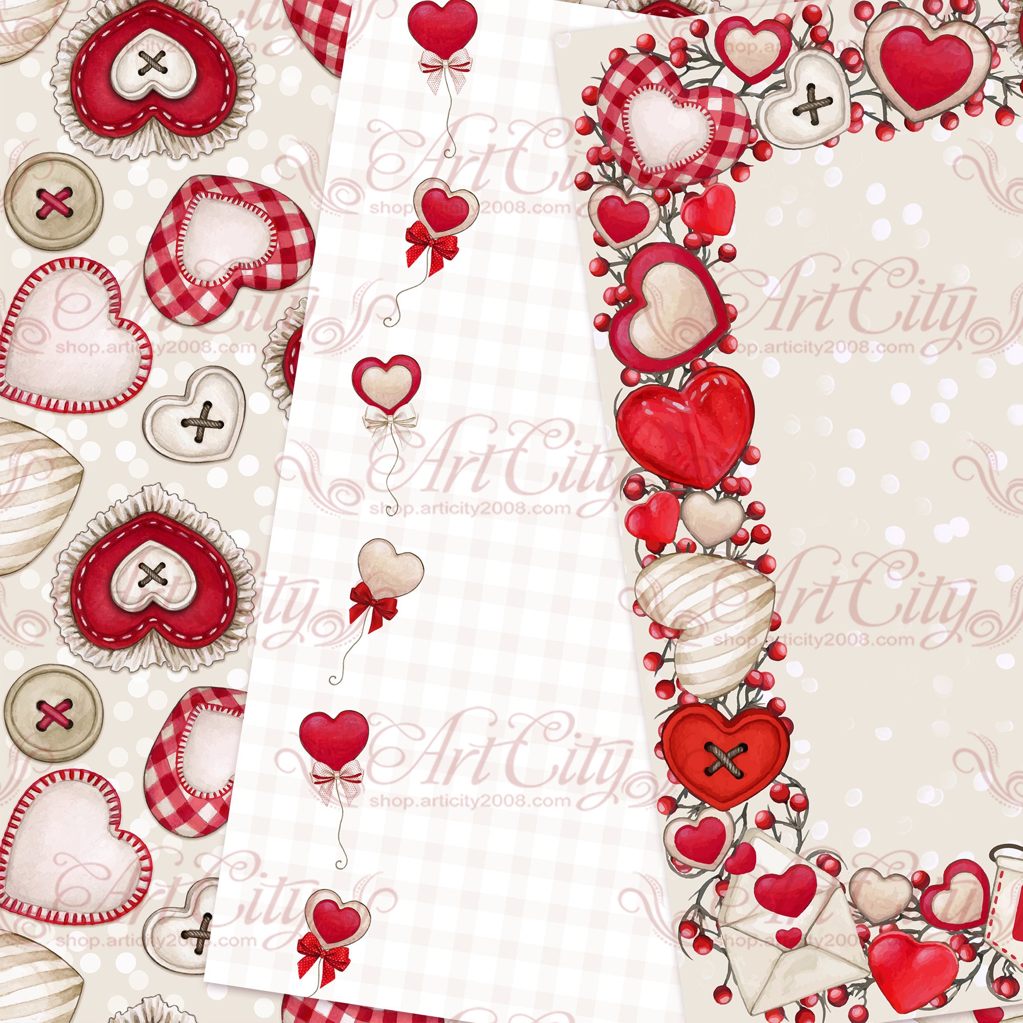 Love Digital Paper Red Heart Scrapbook Background Gold - Etsy