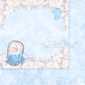 Sweet Baby Boy Digital Paper Scrapbook Background Children Blue Pattern ...
