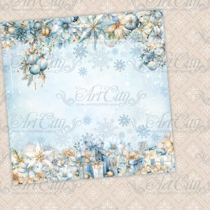 Wonderful Christmas Digital Paper Pack | Blue and White Winter ...