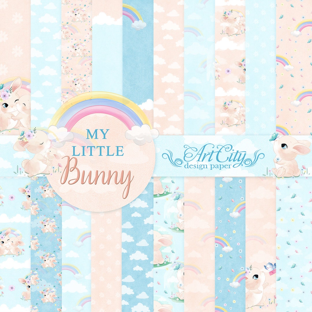 Baby Digital Paper Sweet Bunny Scrapbook Background Children Blue ...