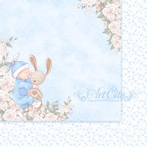 Sweet Baby Boy Digital Paper Scrapbook Background Children Blue Pattern ...