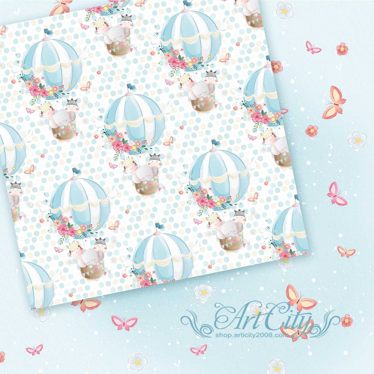 Baby Digital Paper Sweet Animal Scrapbook Background Children Blue ...