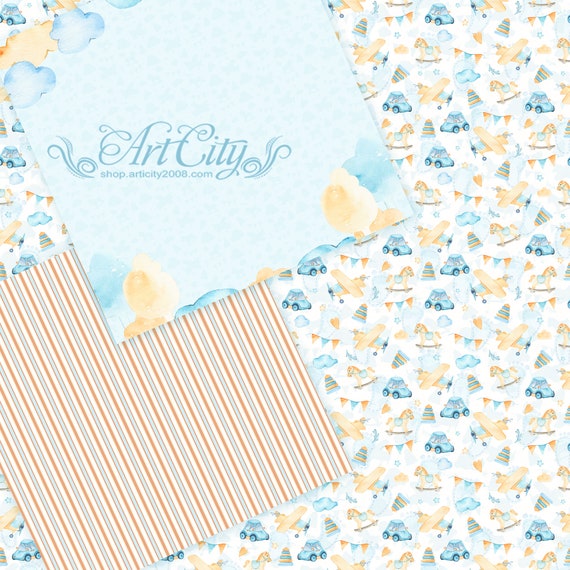 Home Décor Baby Digital Paper Sweet Cars Scrapbook Background Children ...