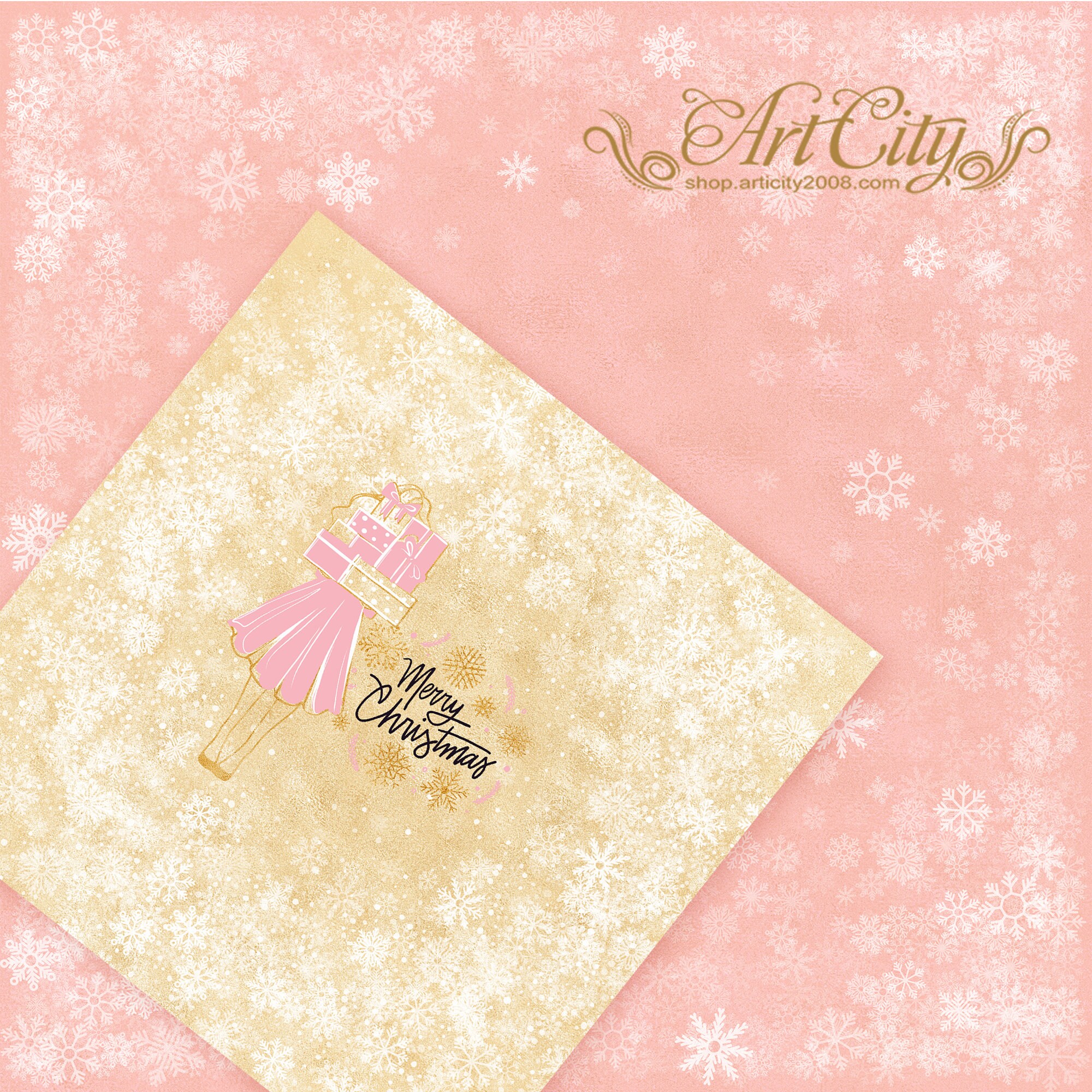 Christmas Digital Paper Rose Gold Scrapbook Winter Background | Etsy