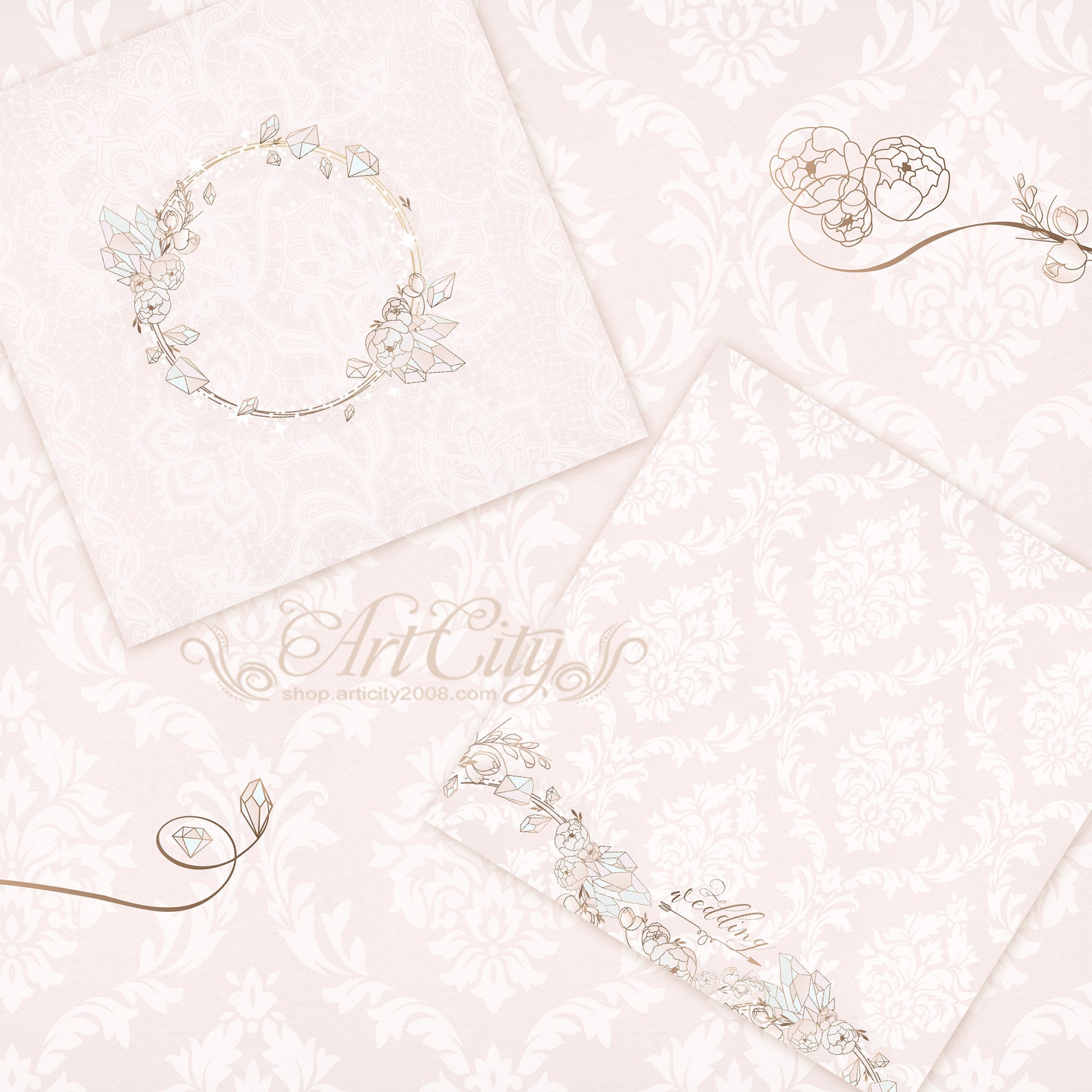 Wedding Digital Paper Flower Scrapbook Background Peach - Etsy