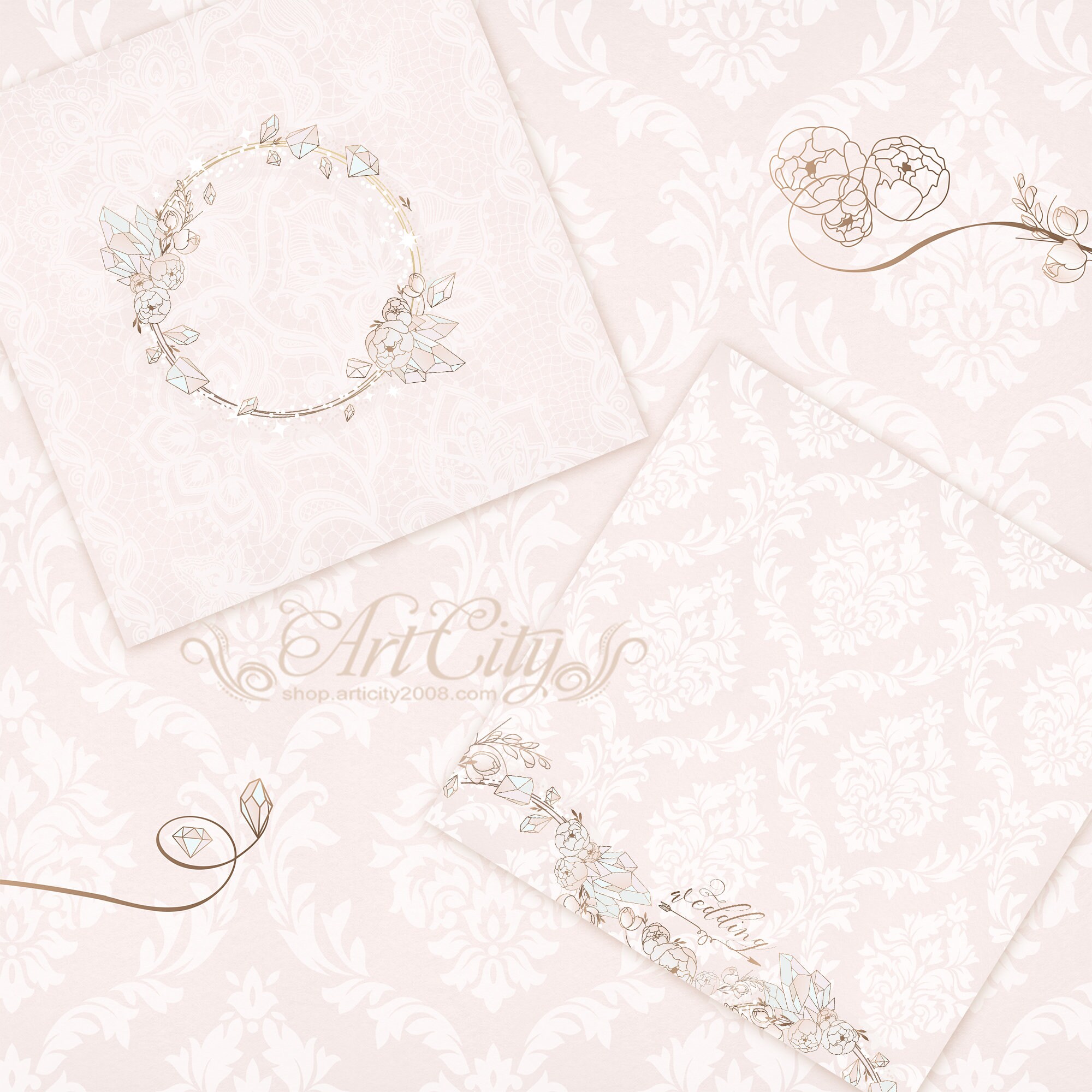 Wedding Digital Paper Flower Scrapbook Background Peach - Etsy