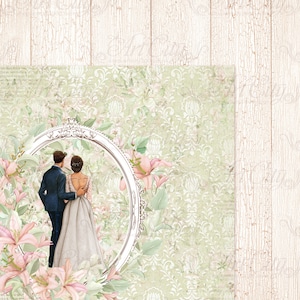 Wedding Digital Paper Scrapbook Bride and Groom Floral Patterns ...