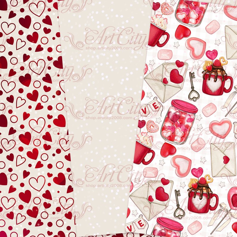 Love Digital Paper Red Heart Scrapbook Background Gold - Etsy