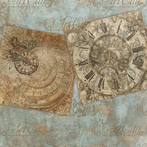 Steampunk Scrapbook Paper Pack – Time Machine Theme, Vintage Gears and ...