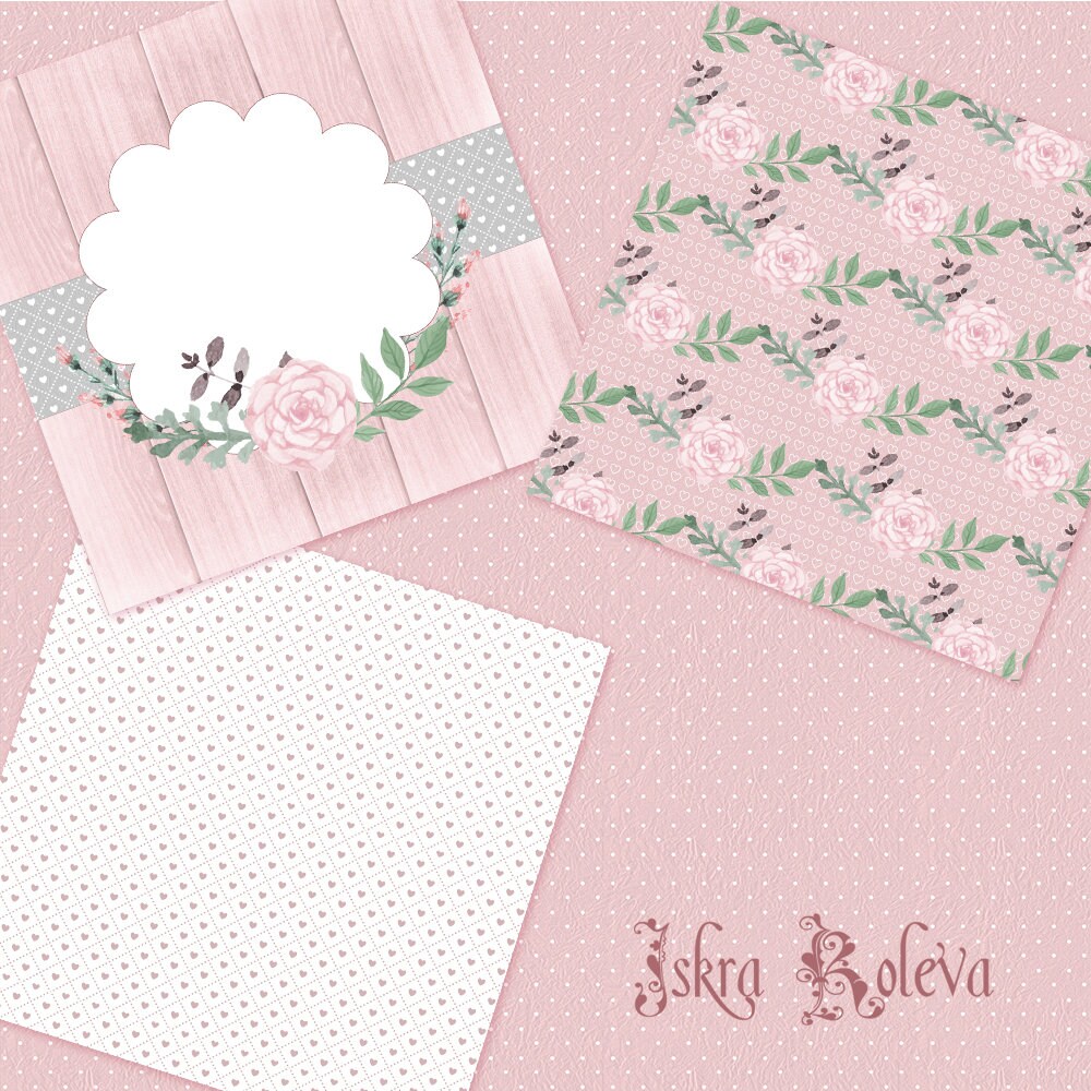 Dusty Rose Digital Paper Blush Flowers Wedding Patterns Floral - Etsy