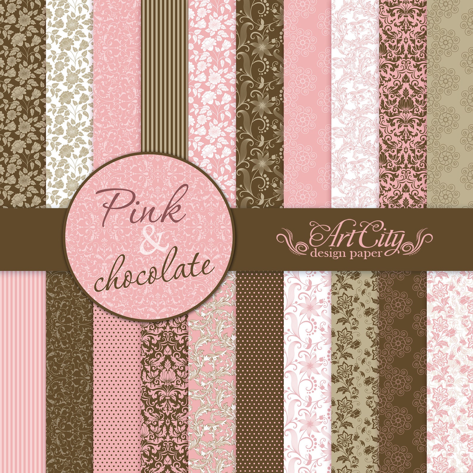 Pink Brown Digital Paper Embossed Digital Paper Pink Paper - Etsy
