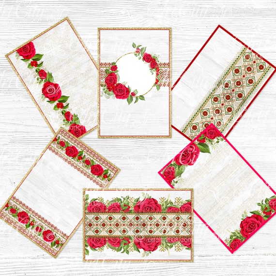Red Roses card Printable journal cardJournal tags Flowers | Etsy