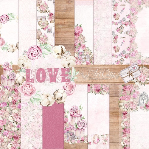 Wedding Digital Paper Flower Scrapbook Background Peach - Etsy