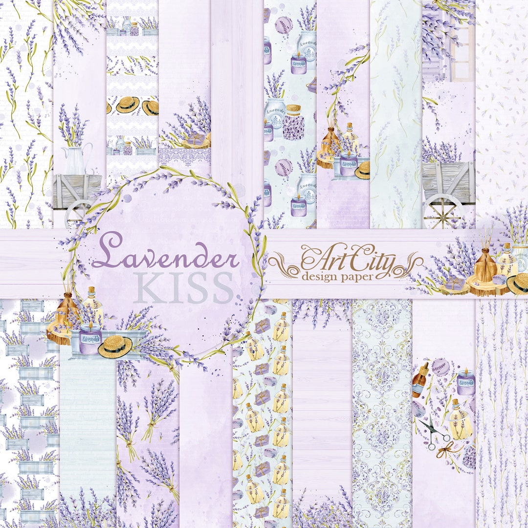 Lavender Kiss Digital Paper Pack - Pastel Purple and White Rustic ...