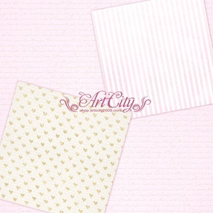 Baby Girl Digital Paper - Soft Pink and Gold Newborn Scrapbook ...