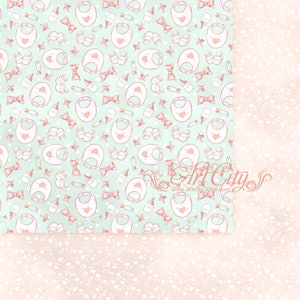 Sweet Baby Digital Paper Scrapbook Background Children Peach and Green ...