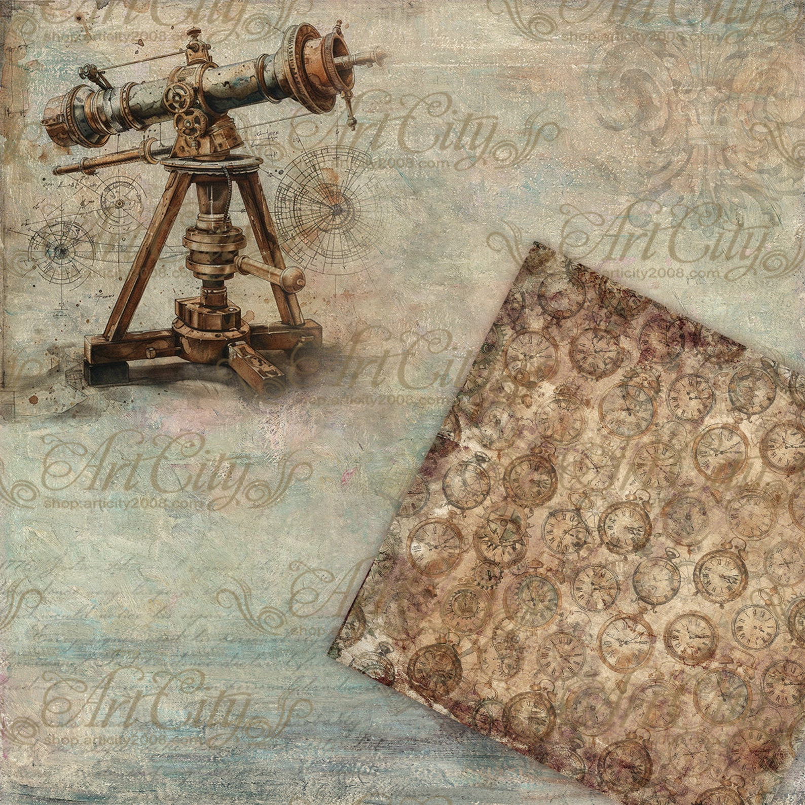 Steampunk Scrapbook Paper Pack – Time Machine Theme, Vintage Gears and ...