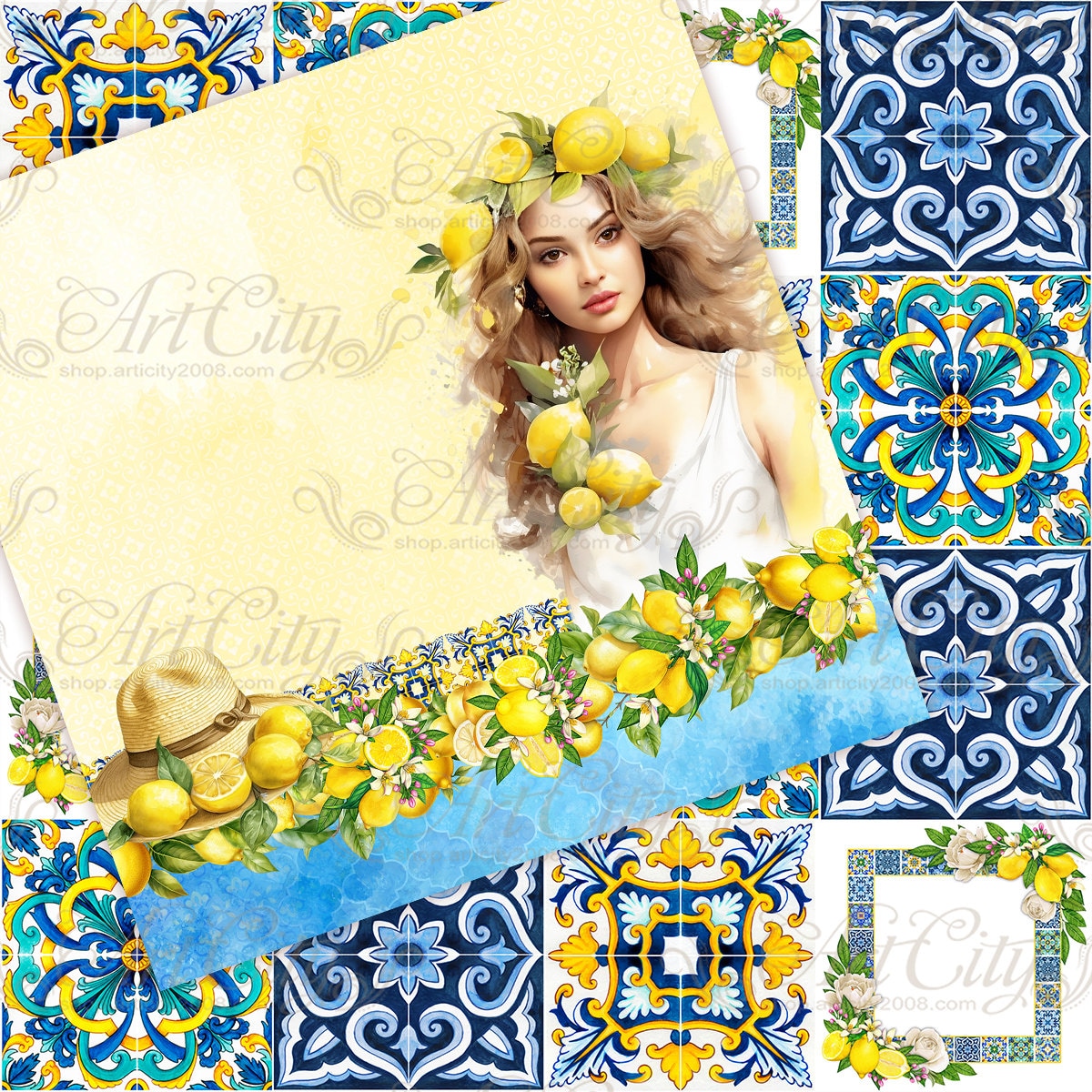 Lemon Sky Paper Pack With Mediterranean Summer Vibes, Yellow and Blue ...
