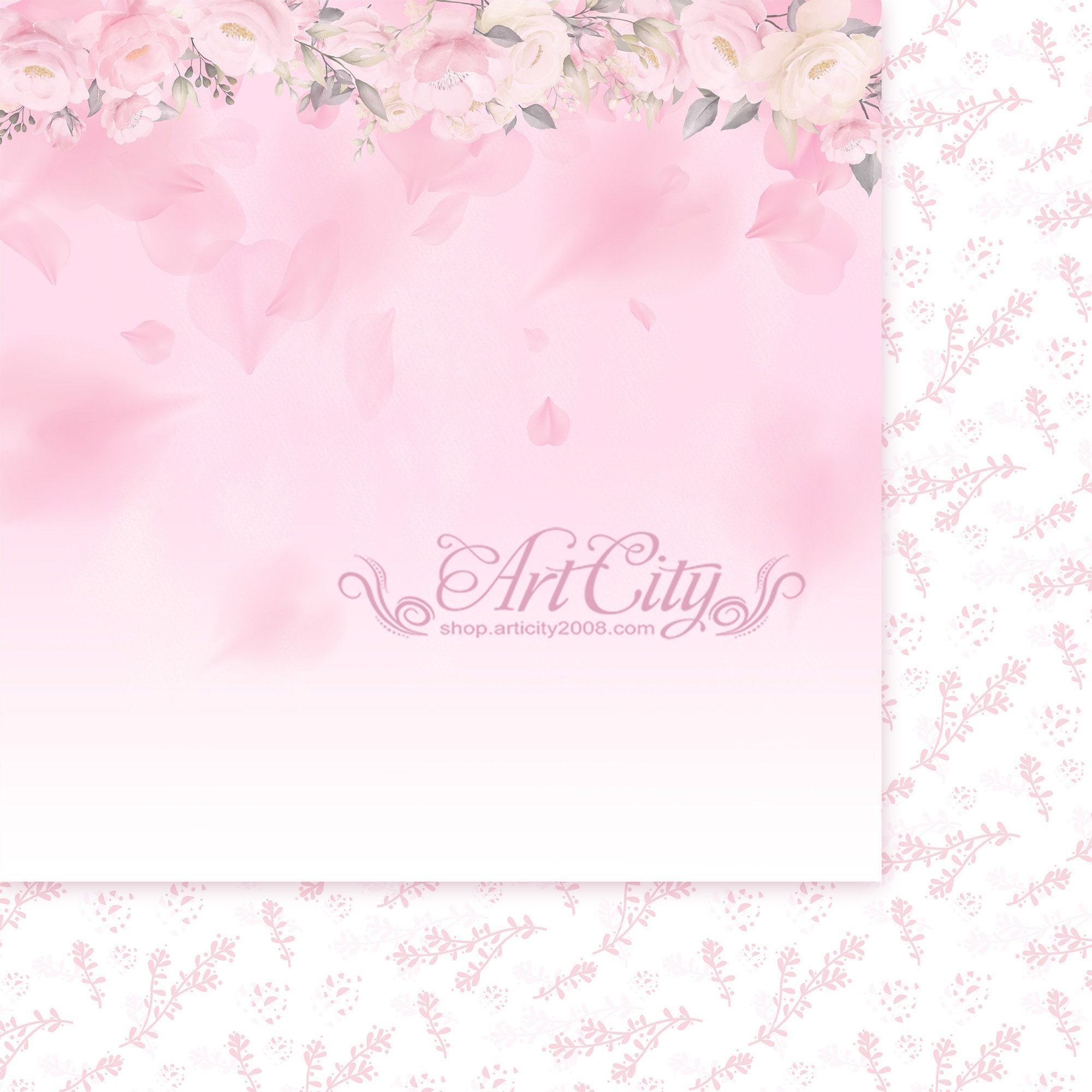 Delicate Flowers Digital Paper, Pink Floral Backgrounds, Romantic ...