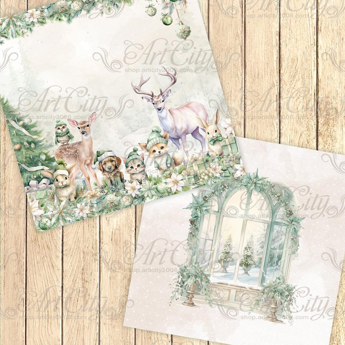 Forest Christmas Digital Paper Pack – Winter Woodland Scrapbooking ...