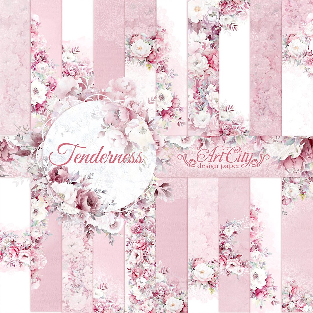 Pink Digital Paper Flowers Scrapbook Blush Background Weddding Pattern ...