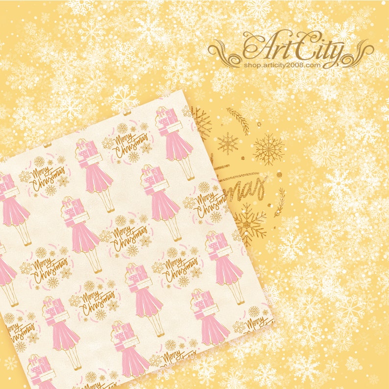 Christmas Digital Paper Rose Gold Scrapbook Winter Background - Etsy