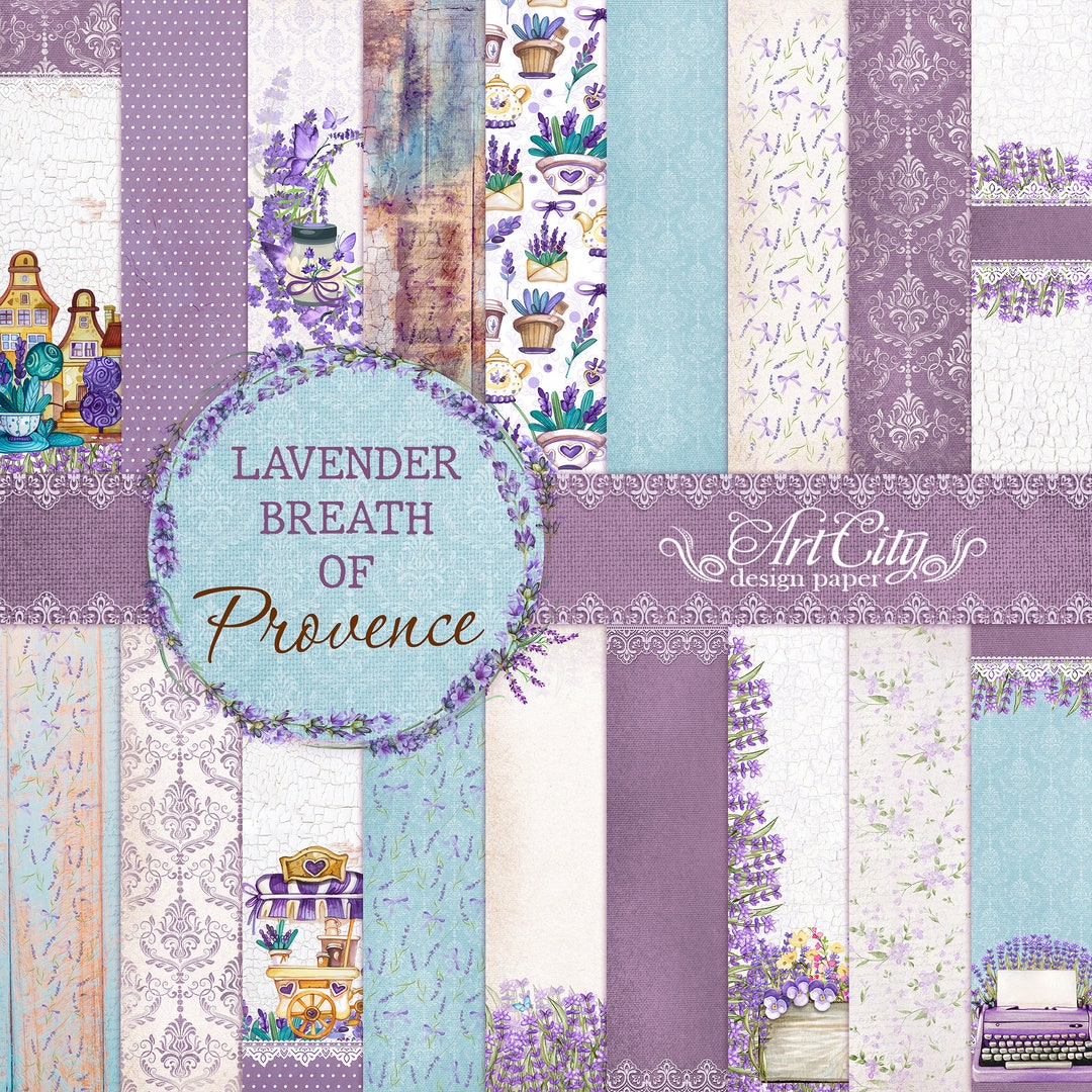 Lavender Digital Paper - Provence Watercolor Scrapbook Backgrounds in ...